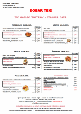Ponuda jela – Restoran Fontana Crnković